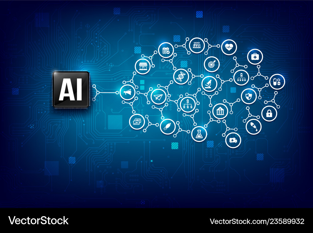 Ai artificial intelligence technology cpu chipset Vector Image