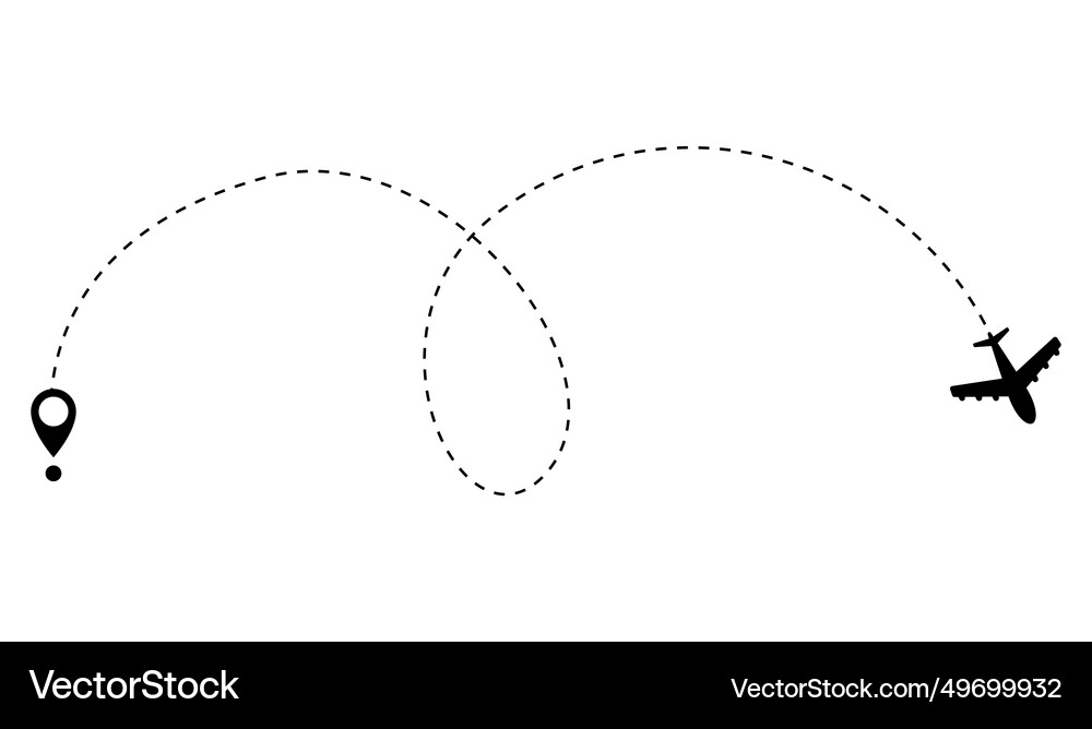 Airplane dotted route line path travel shape Vector Image