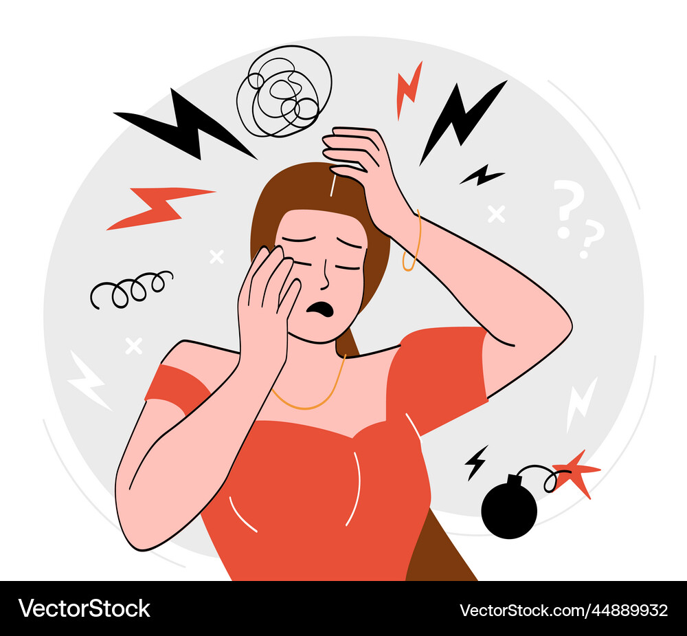 Anxiety woman concept Royalty Free Vector Image