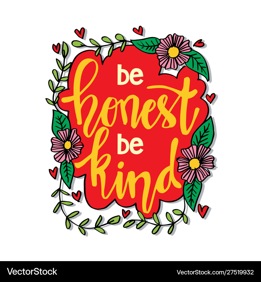 Be honest kind inspirational quote Royalty Free Vector Image