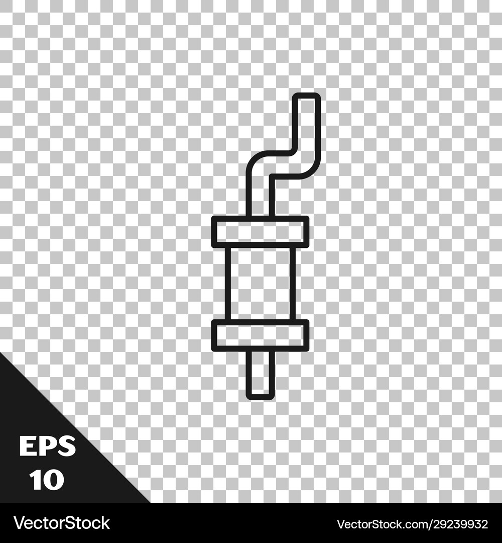 Black line car muffler icon isolated Royalty Free Vector