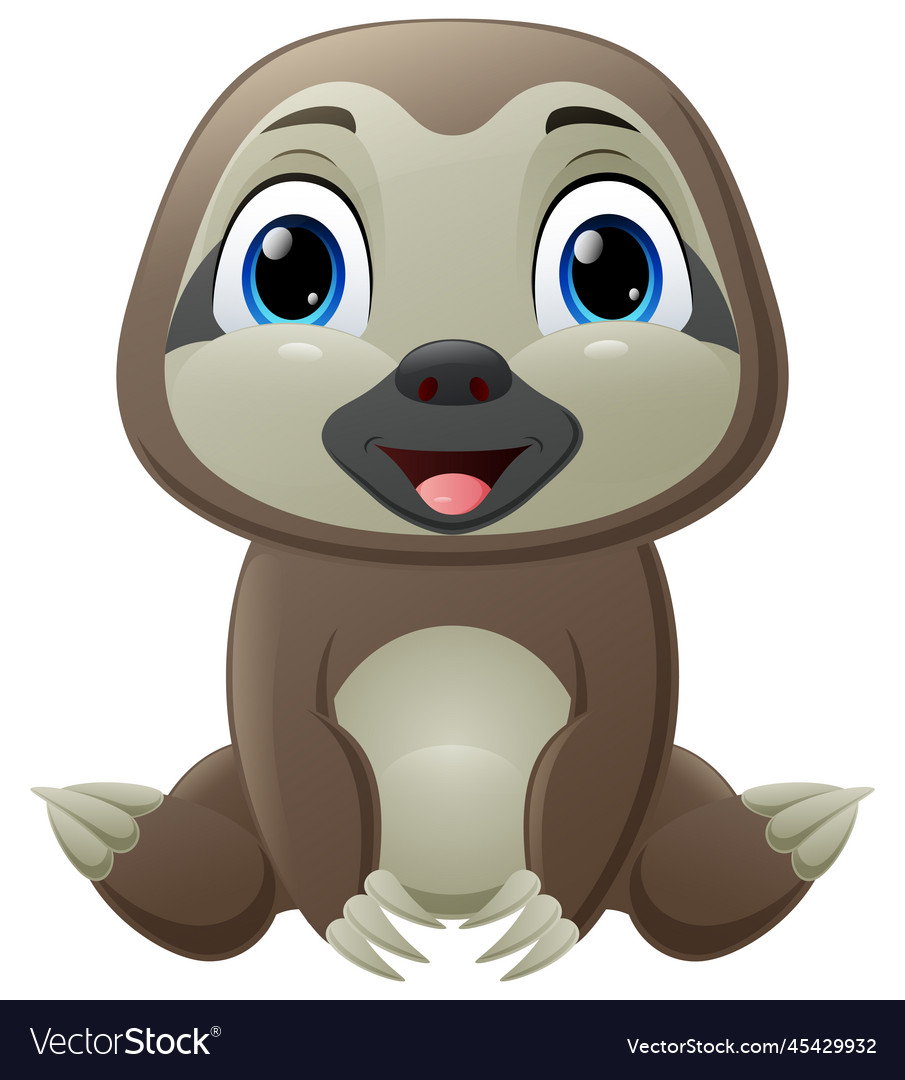Cute baby sloth cartoon sitting Royalty Free Vector Image