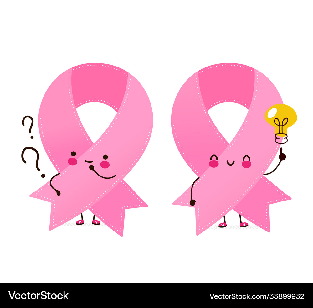 Cute pink ribbon character with question mark Vector Image
