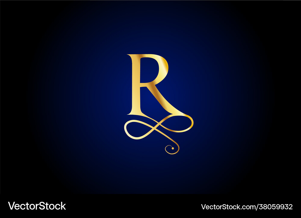 Golden r elegant monogram alphabet letter icon Vector Image