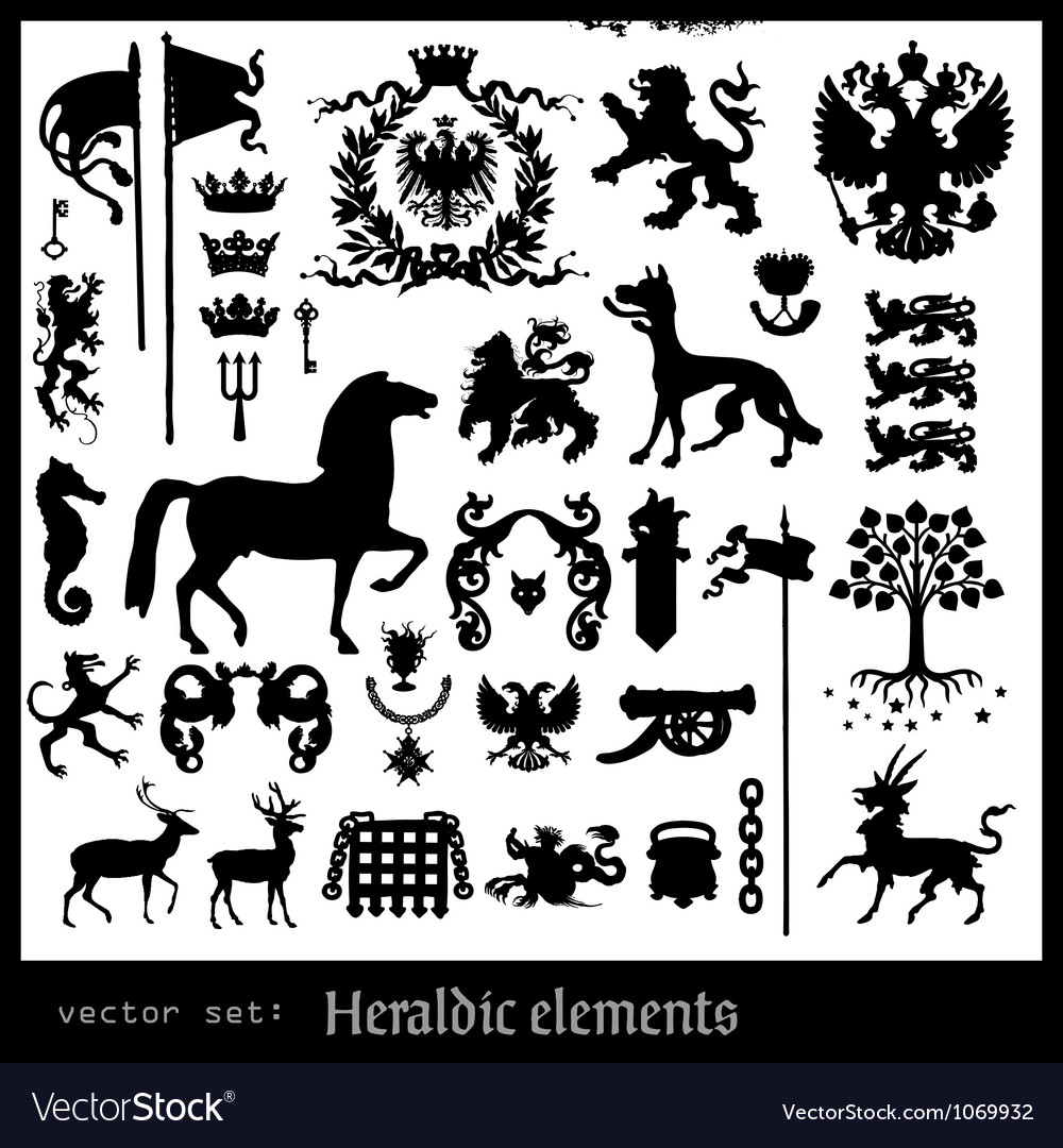 Heraldic elements Royalty Free Vector Image - VectorStock Heraldic elements Royalty Free Vector Image - VectorStock