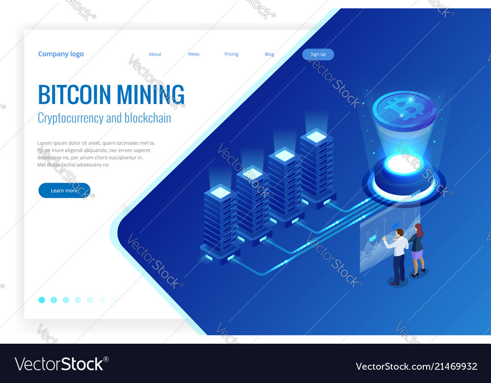 Isometric bitcoin mining concept cryptocurrency Vector Image Isometric bitcoin mining concept cryptocurrency Vector Image