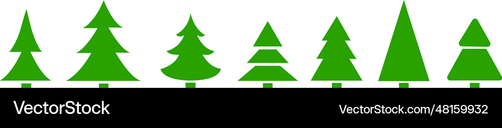 Merry christmas trees icon set on white Royalty Free Vector