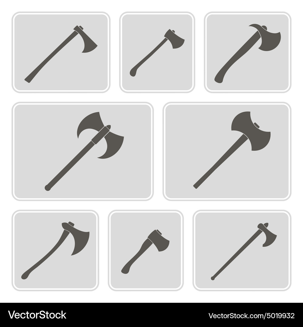 Monochrome icons with axes Royalty Free Vector Image