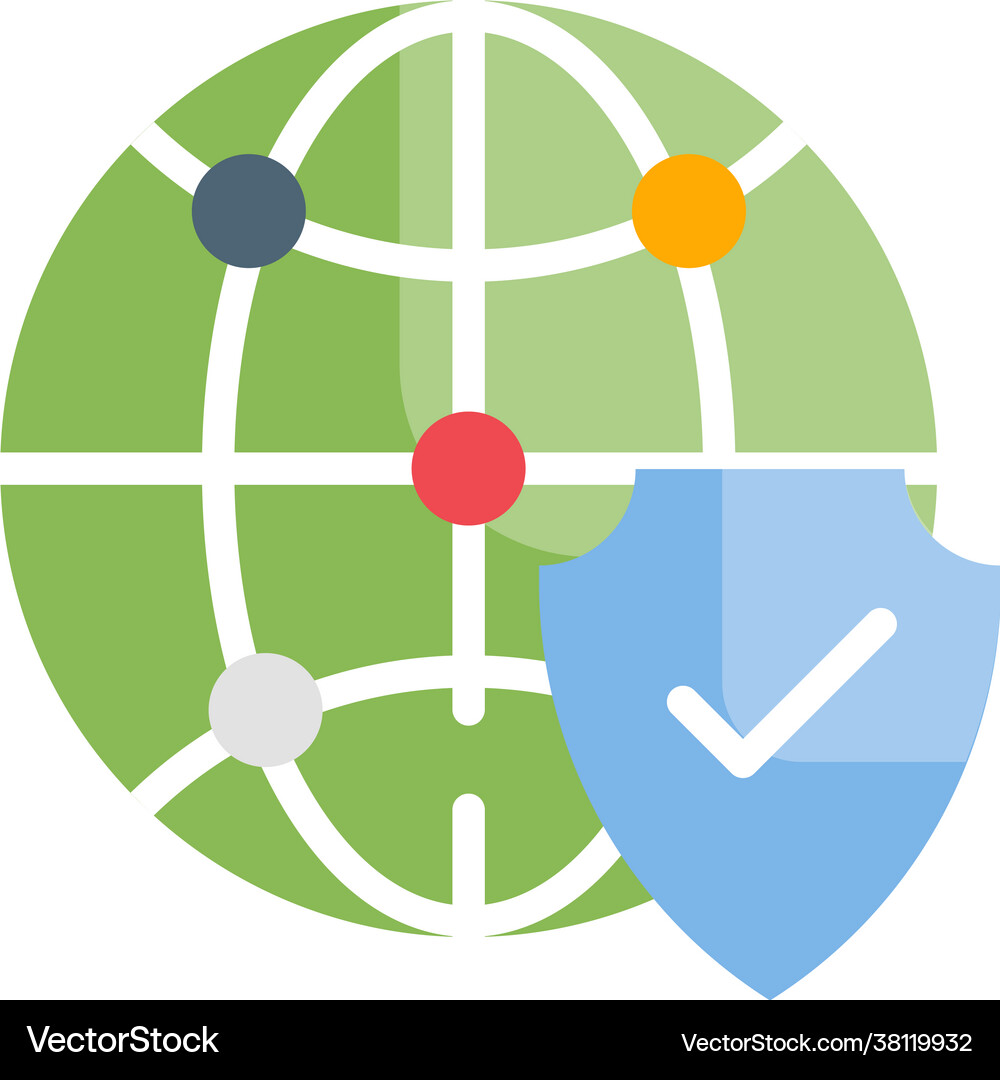 Network security style flat icon Royalty Free Vector Image