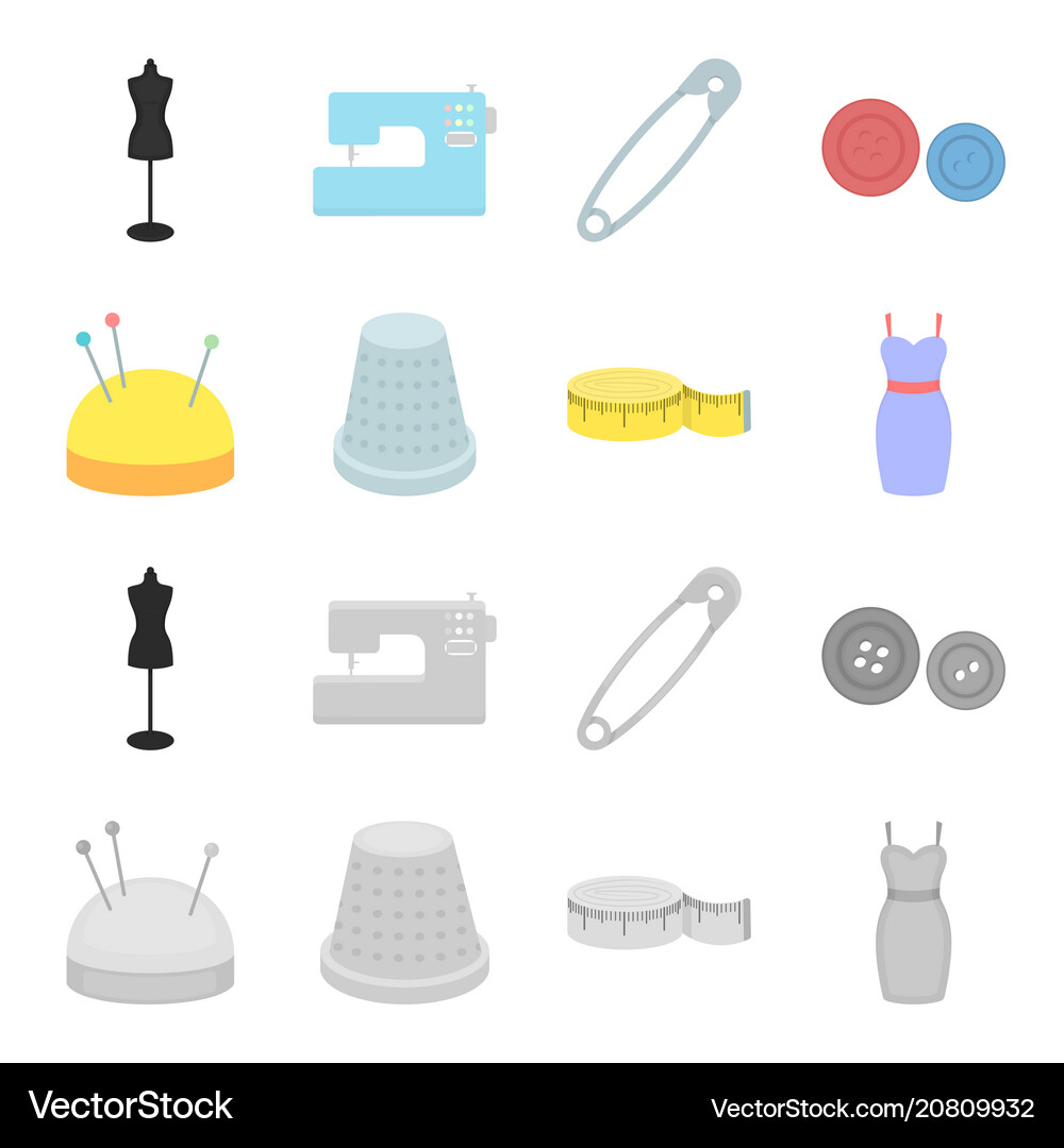 Pincushion with pins thimble centimeter dress Vector Image