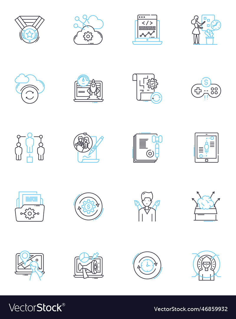 Risk analysis linear icons set probability Vector Image