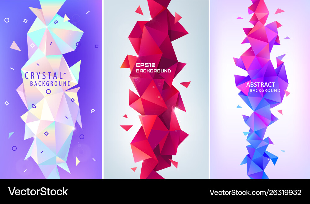 Set abstract geometric 3d facet shapes Royalty Free Vector