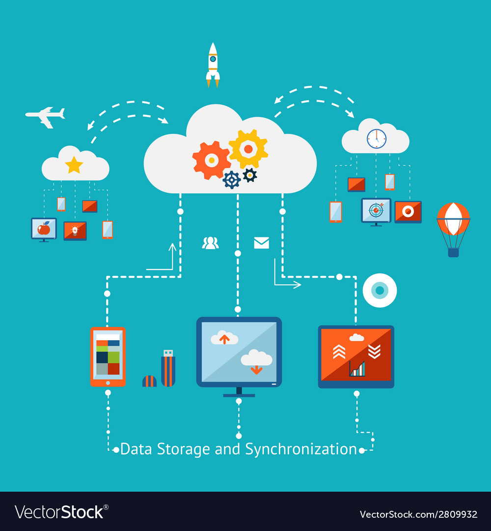 Storage and synchronization Royalty Free Vector Image