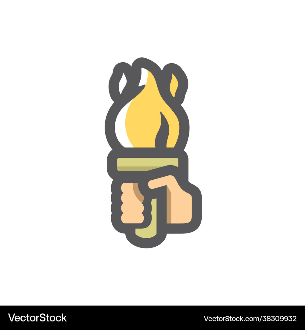 Torch hand flaming icon cartoon Royalty Free Vector Image