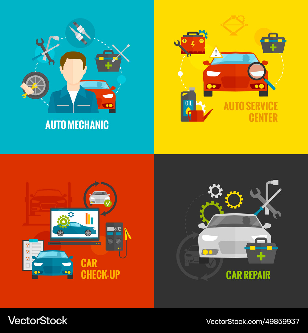 Auto mechanic set Royalty Free Vector Image - VectorStock