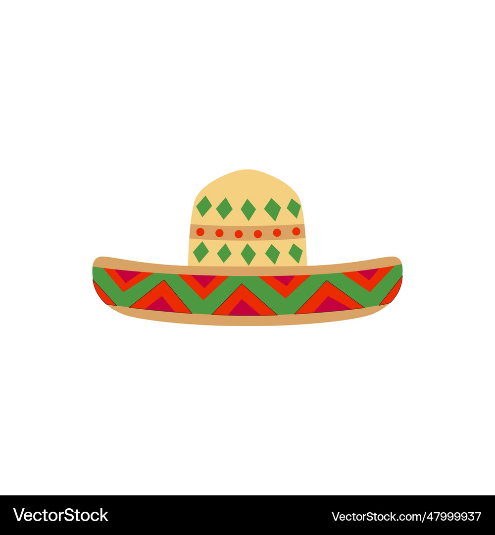 Bright colorful mexican hat with ornaments flat Vector Image