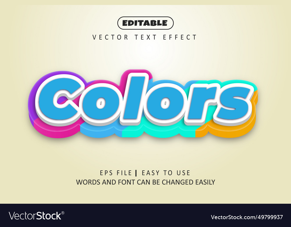 Color text effect - editable text effect colorfu Vector Image