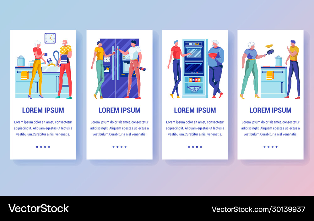 Couples cooking food onboarding screen template Vector Image