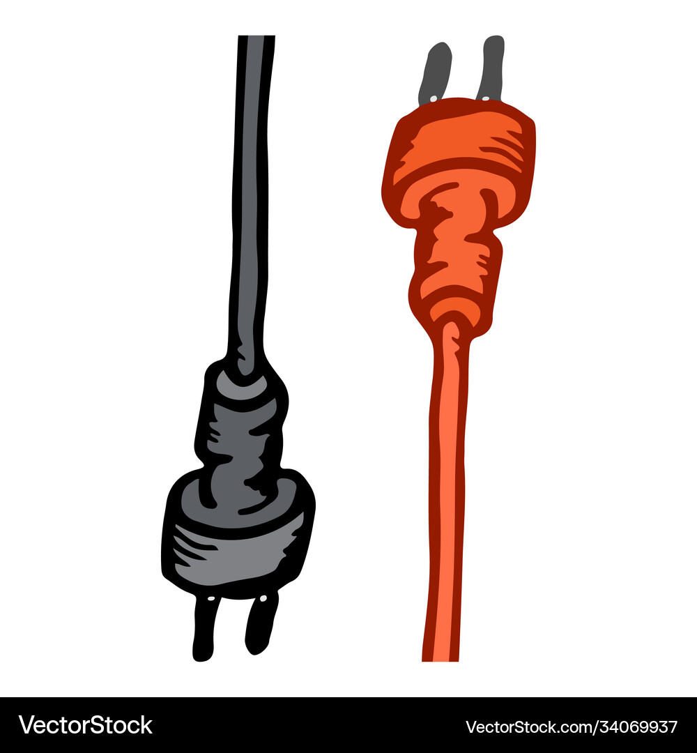 Electric cord icon a cord hand drawn Royalty Free Vector