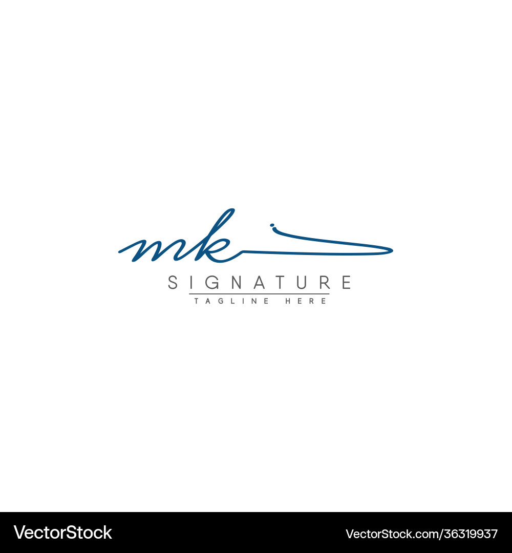 Initial letter mk logo - handwritten signature Vector Image