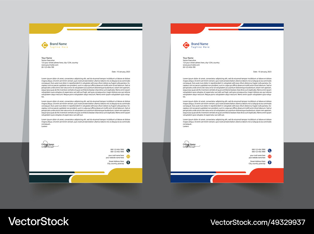 Modern letter head design template mocup Vector Image