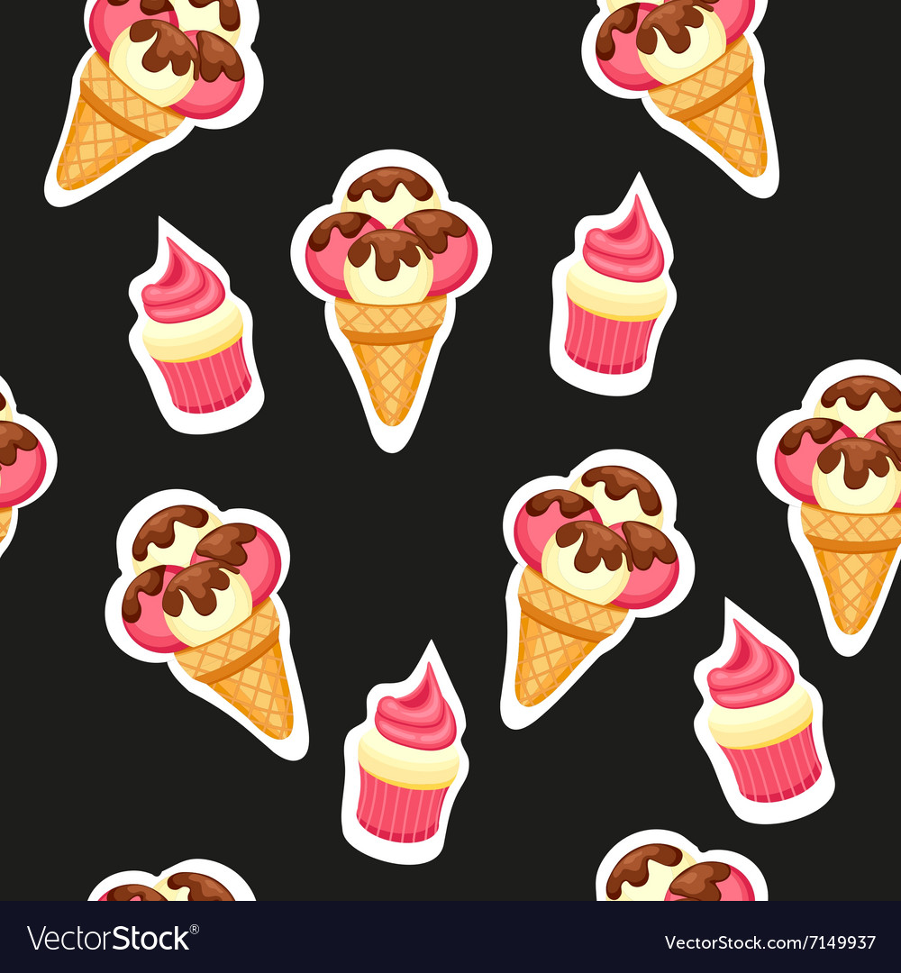 Pattern ice cream and cupcake Royalty Free Vector Image