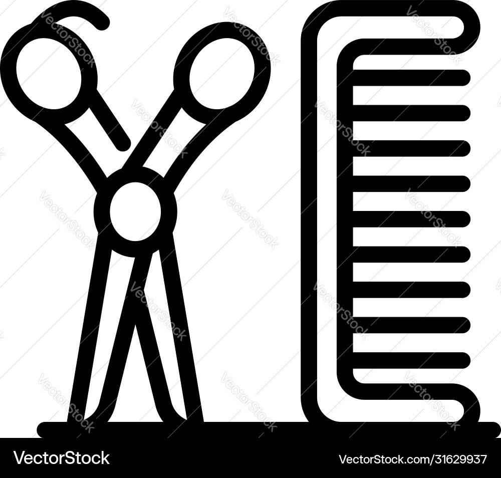 Scissors groomer comb icon outline style Vector Image
