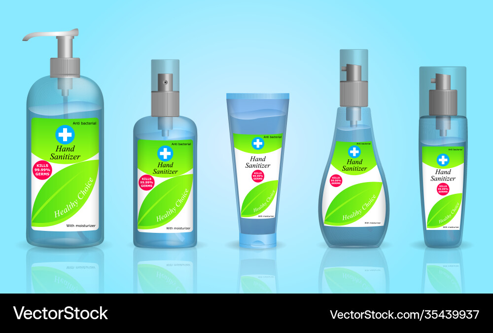 Set sanitizer bottle or various hand sanitizer Vector Image