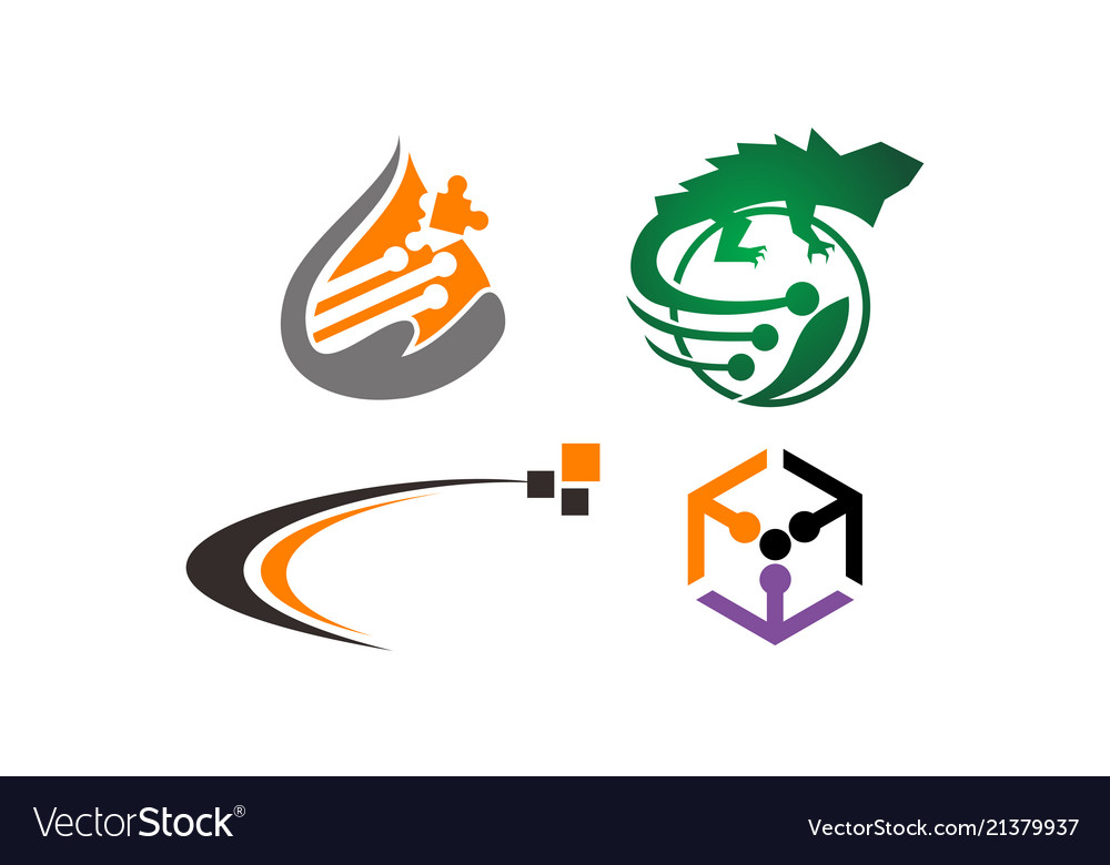 Technology connection template set Royalty Free Vector Image