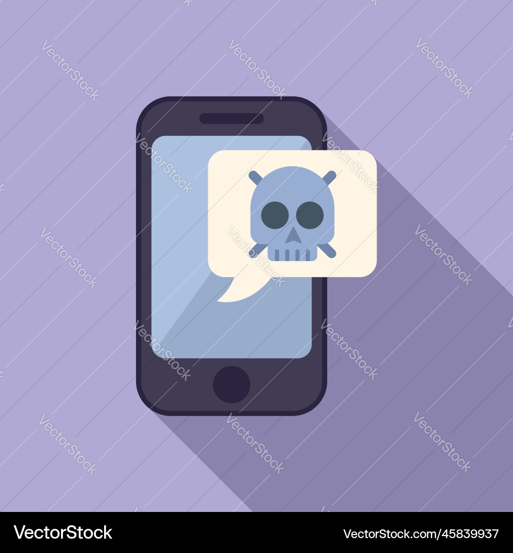 Virus phone icon flat fraud alert Royalty Free Vector Image