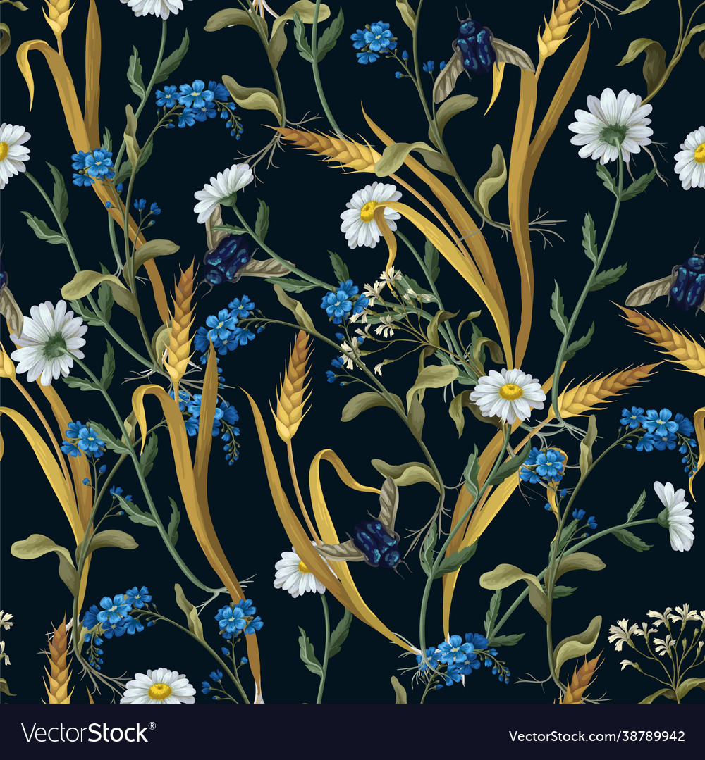 Botanical Wheat Pattern Royalty Free Vector Image
