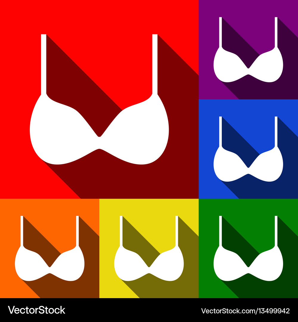 Bra simple sign set icons with flat Royalty Free Vector