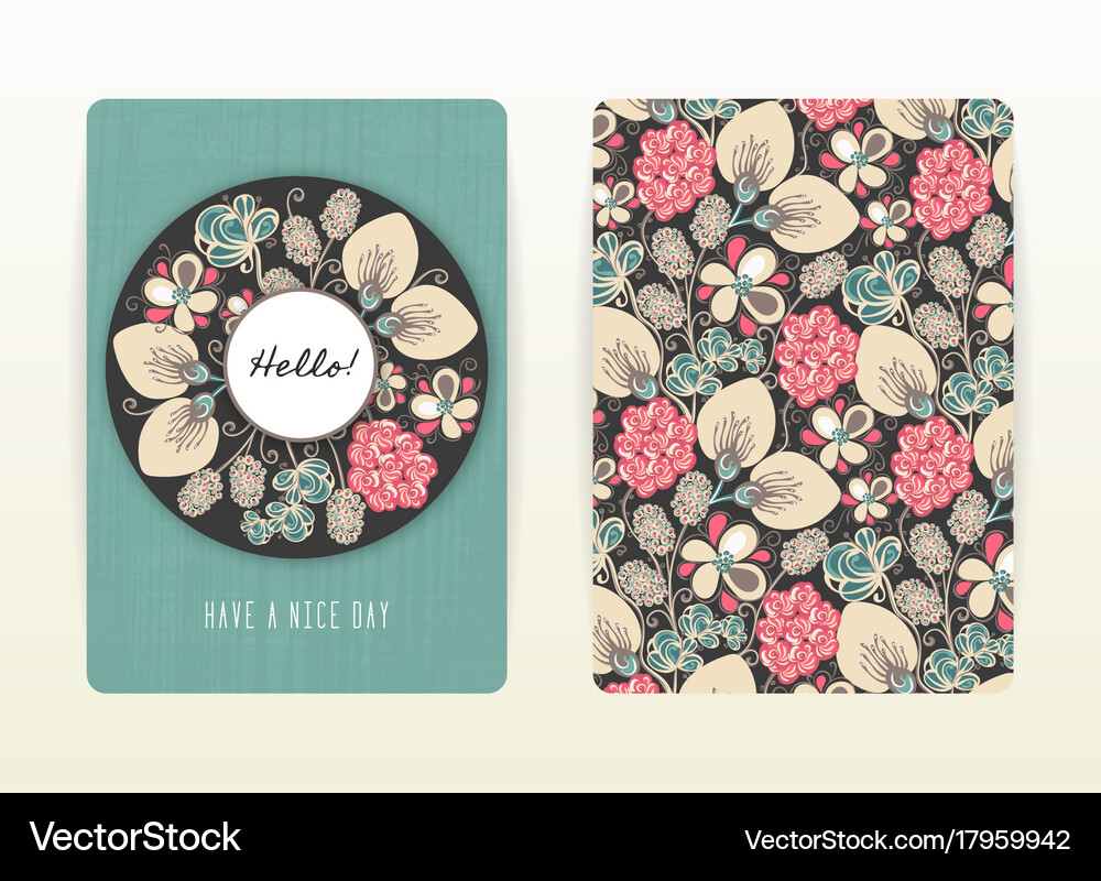Card with floral pattern hand drawn flowers Vector Image