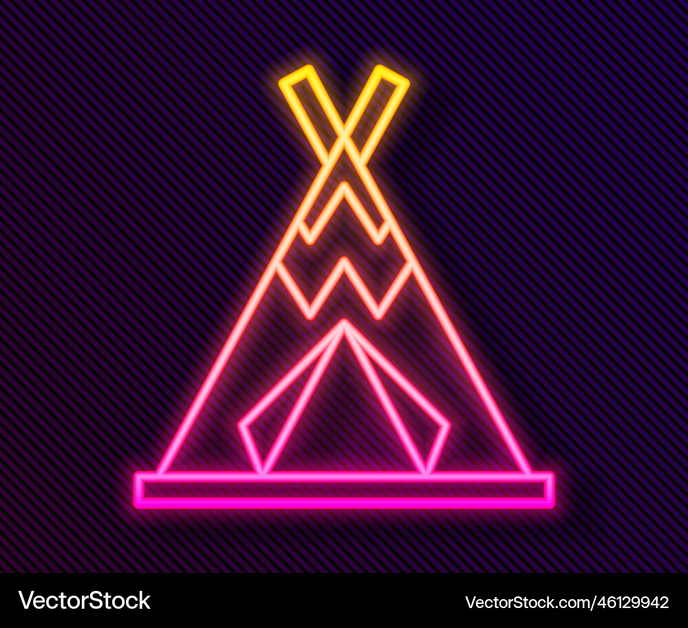 Glowing neon line traditional indian teepee Vector Image