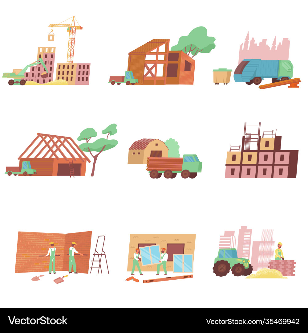 Home construction icon set Royalty Free Vector Image