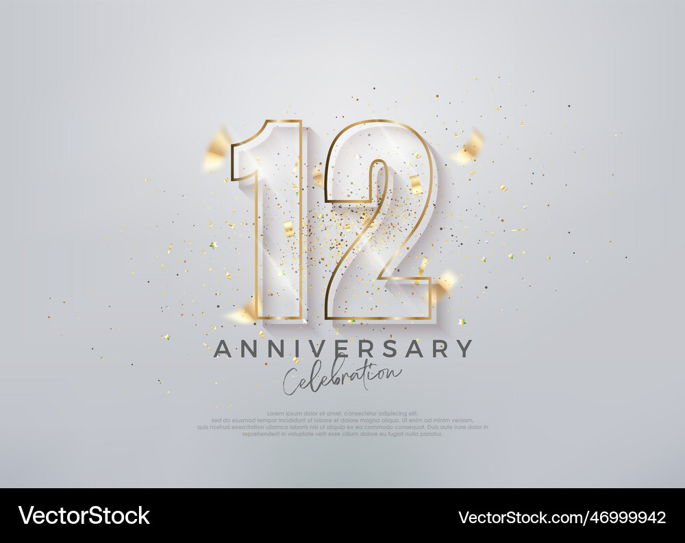 Modern number 12th with unique glass numerals Vector Image