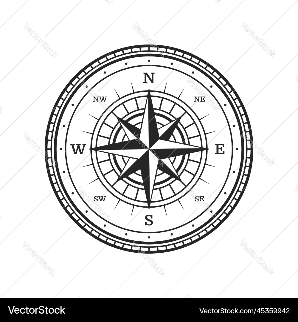 Old compass vintage map wind rose travel Vector Image