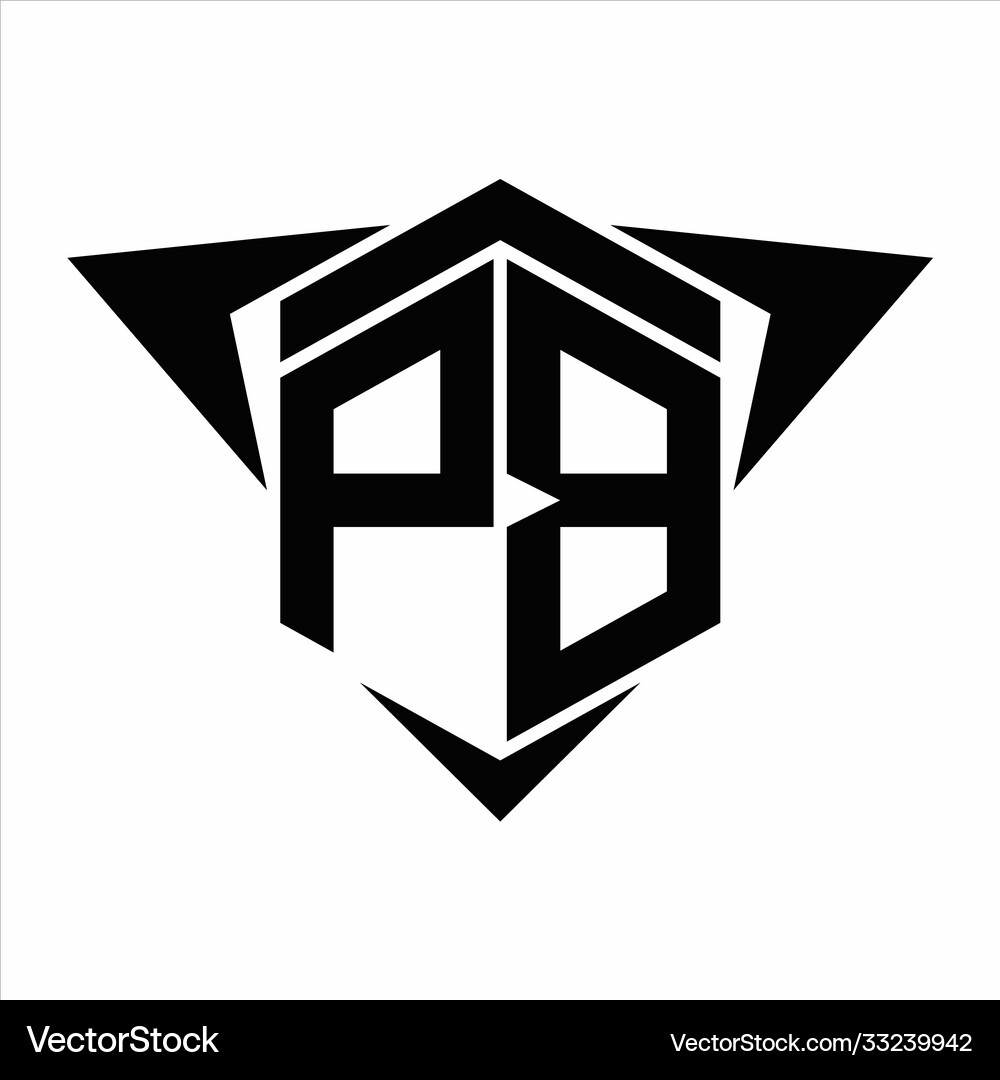 Pb logo monogram with wings arrow around design Vector Image