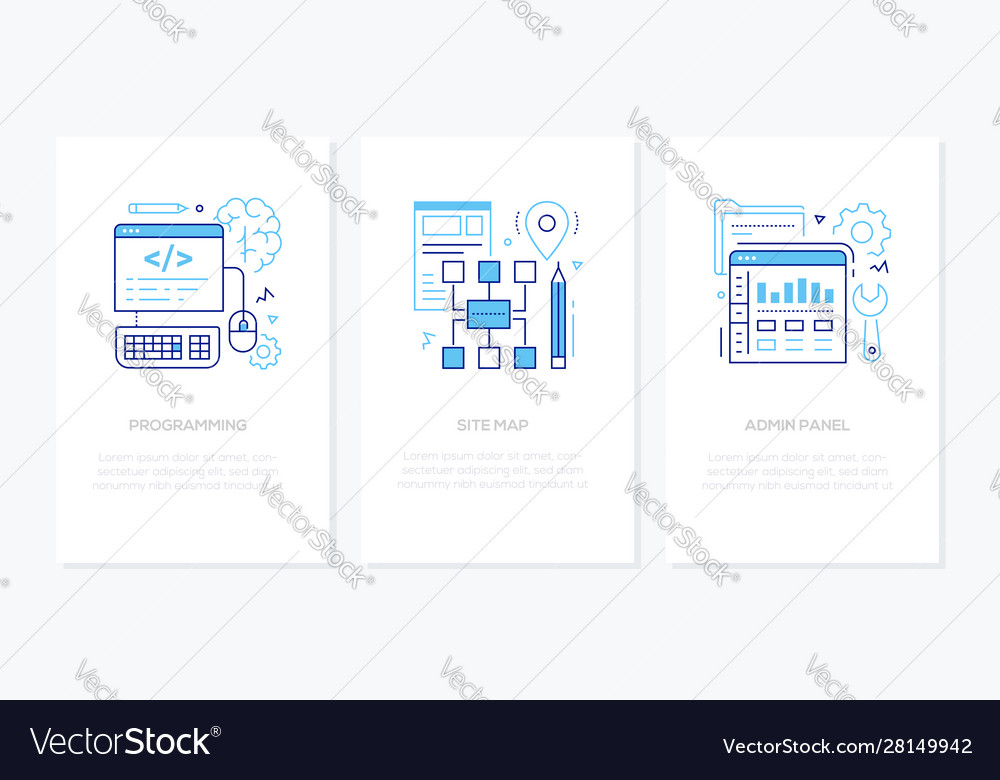 Programming - line design style banners set Vector Image