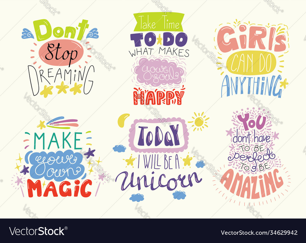 Set inspirational lettering quotes Royalty Free Vector Image