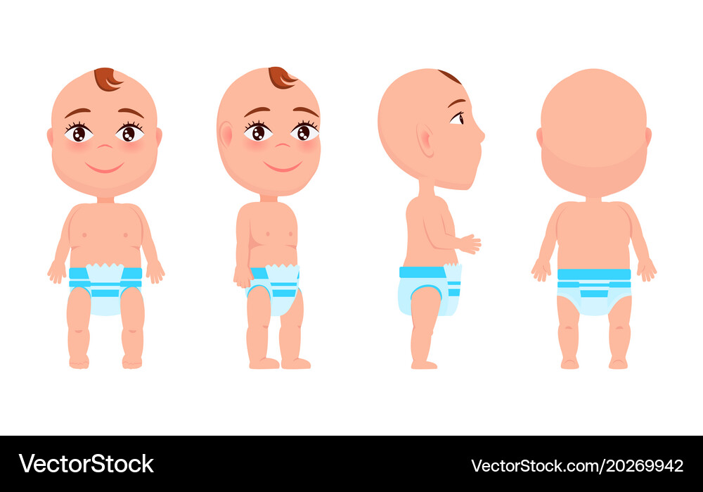 Set of boy infant from front back side view Vector Image