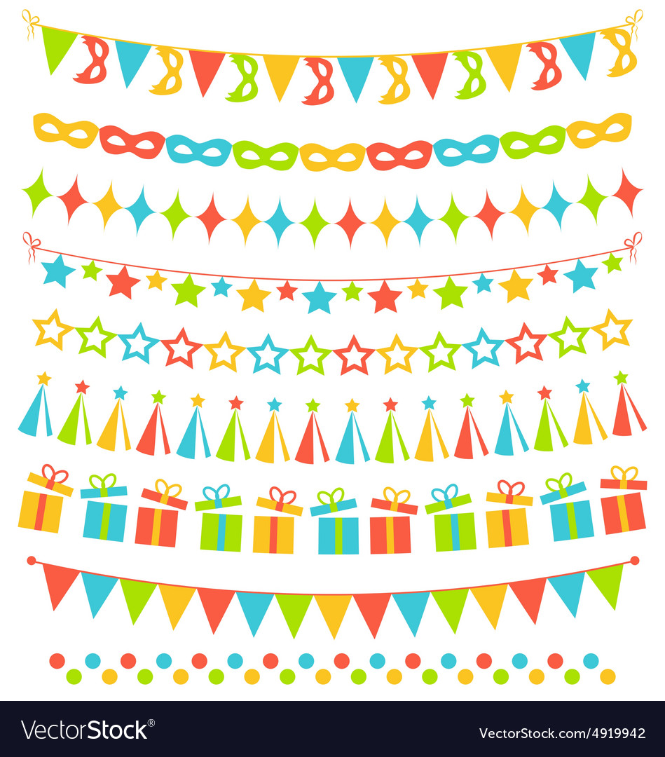 Set of multicolored flat buntings garlands flags Vector Image