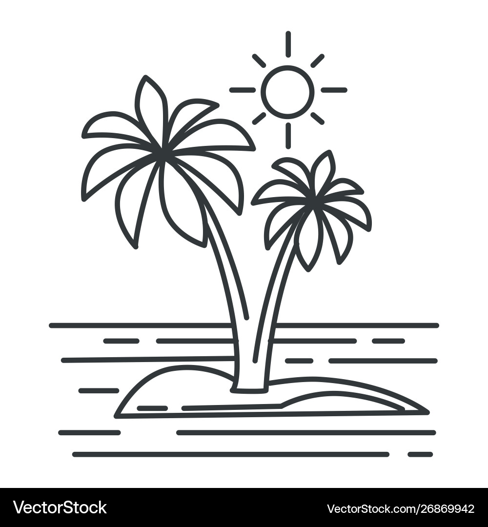 Tropical island summer landscape ocean Royalty Free Vector