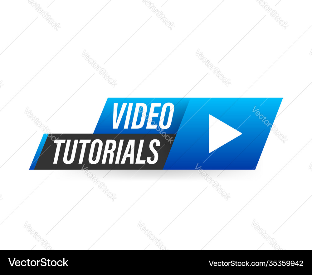 Video tutorial icon on white background Royalty Free Vector