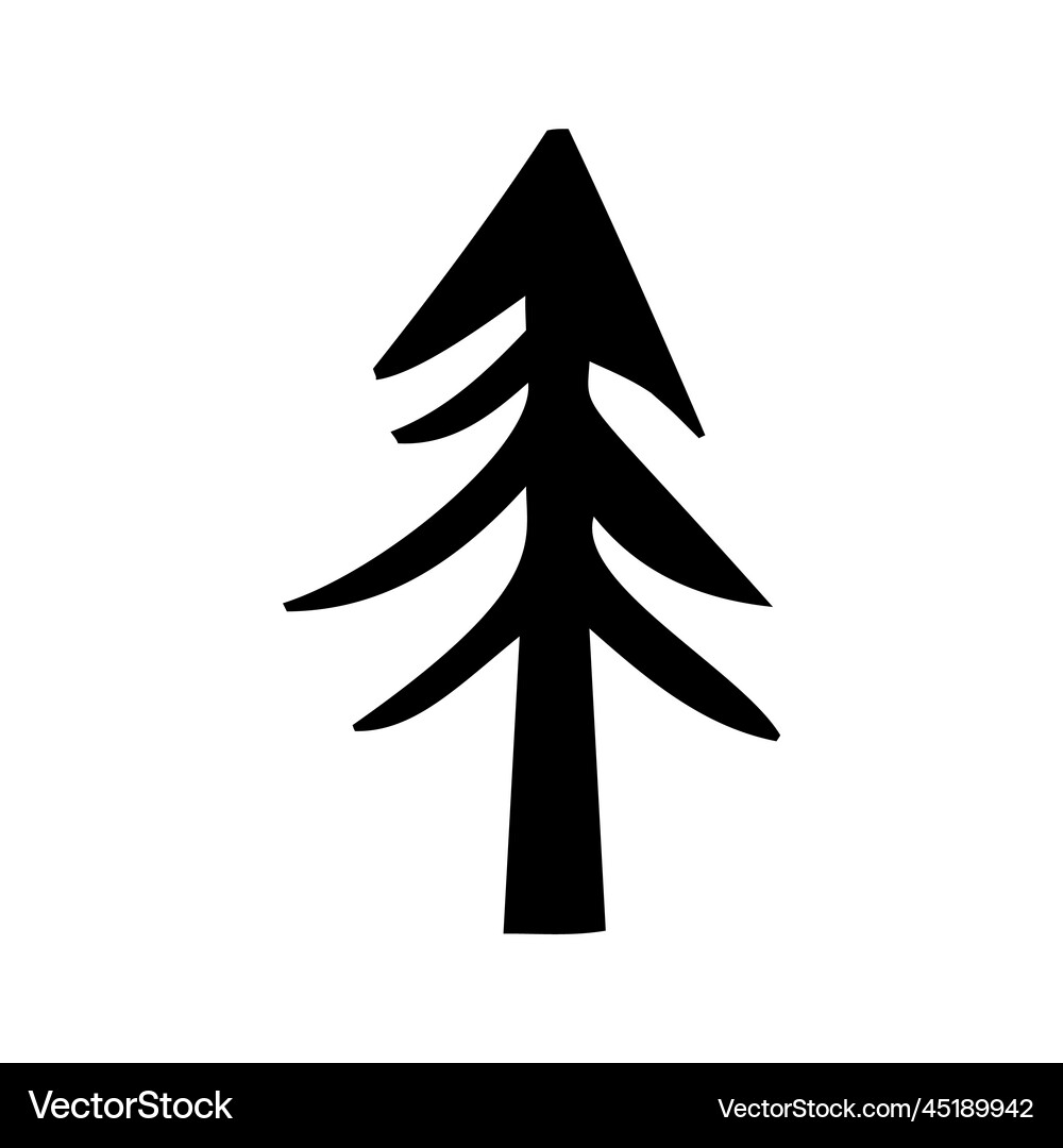 Whimsical christmas tree hand drawn block print Vector Image