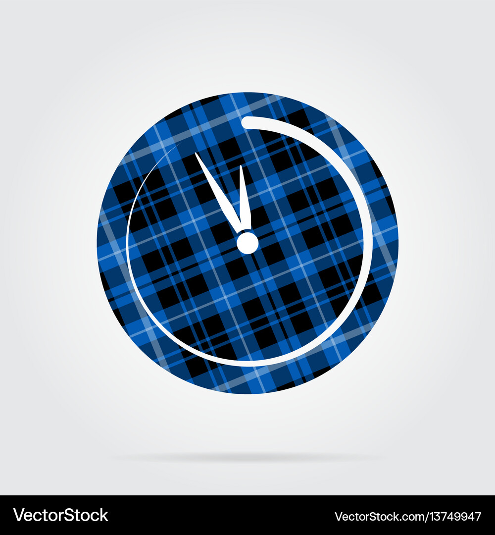 Blue black tartan icon - last minute clock Vector Image