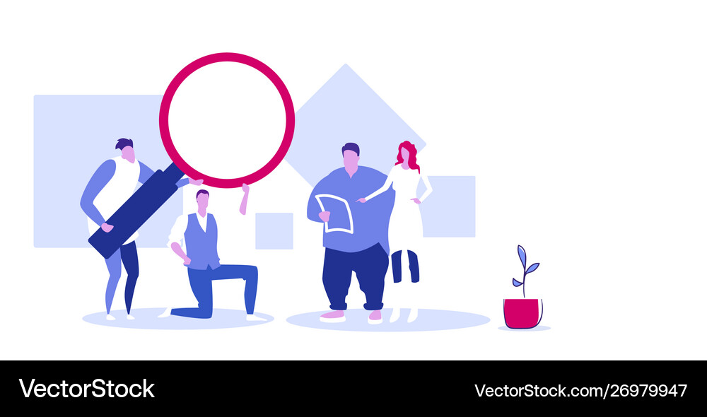 Businesspeople using magnifying zoom glass Vector Image