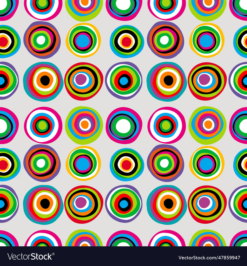 Colorful concentric doodle circles seamless Vector Image
