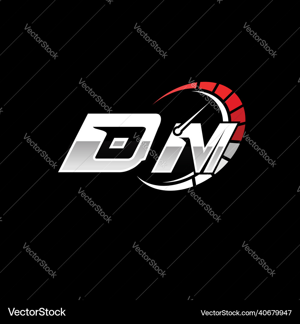 Dm logo letter speed meter racing style Royalty Free Vector