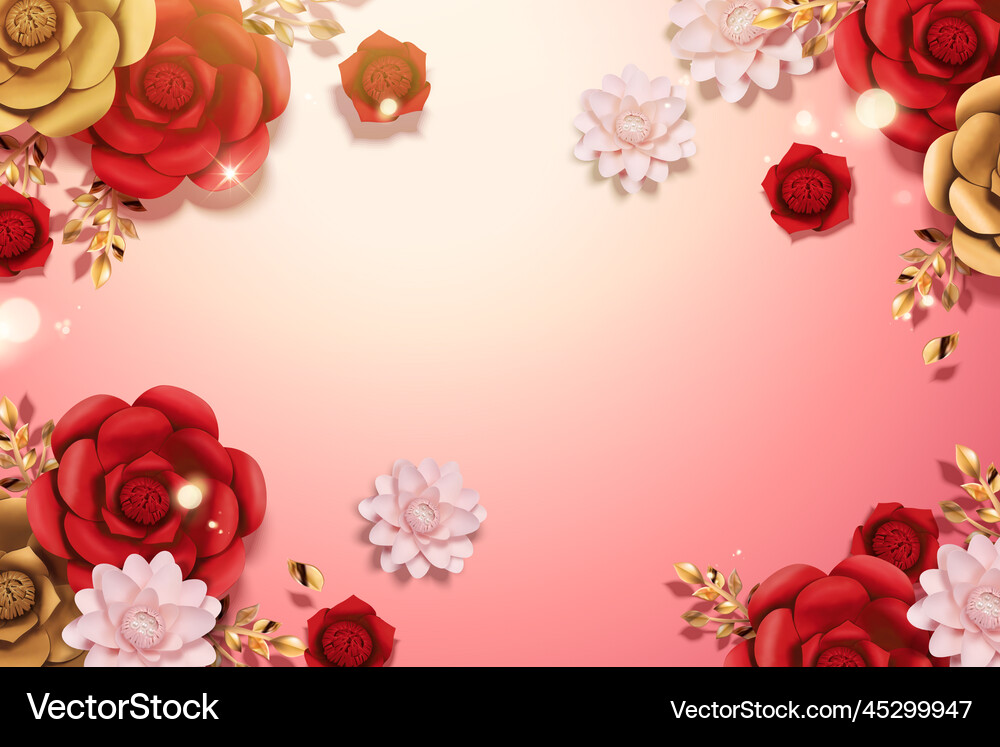 Elegant paper flowers background Royalty Free Vector Image